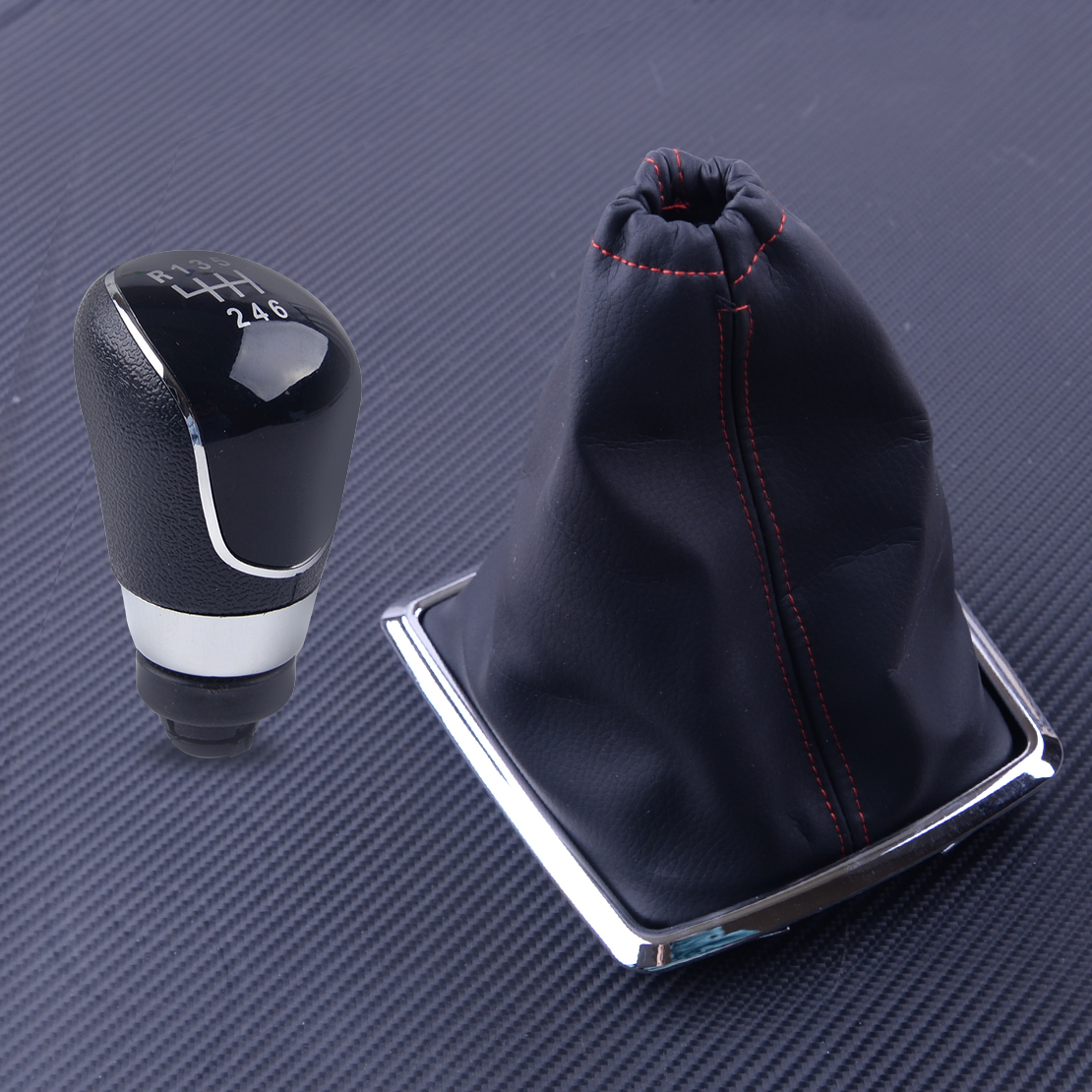 Leather 6 Speed Gear Stick Shift Knob Gaiter Boot Fit For Ford Focus ...